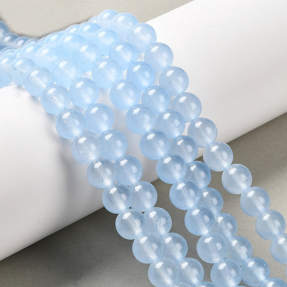 1Strand Natural & Dyed Malaysia Jade Bead Strands Round Light Sky Blue ...