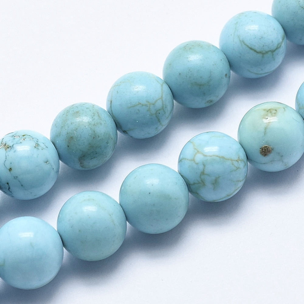 1Strand Natural Howlite Beads Strands Dyed & Heated Round Cyan 8mm Hole ...