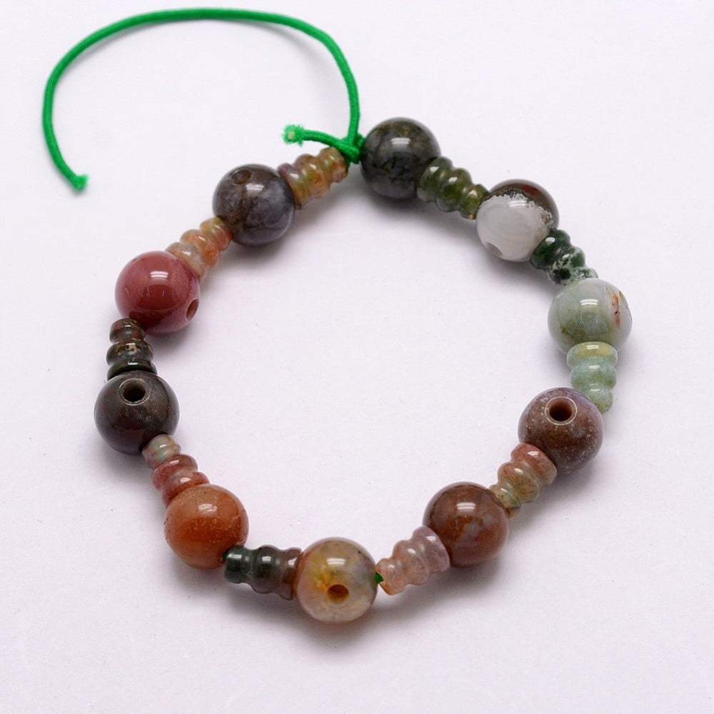 1Strand Natural Indian Agate 3-Hole Guru Bead Strands for Buddhist ...