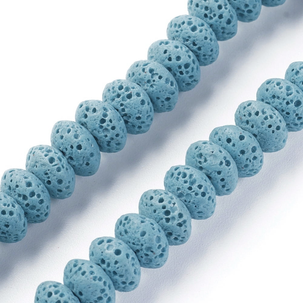 1Strand Natural Lava Rock Beads Strands Dyed Rondelle Sky Blue 9x5~5 ...