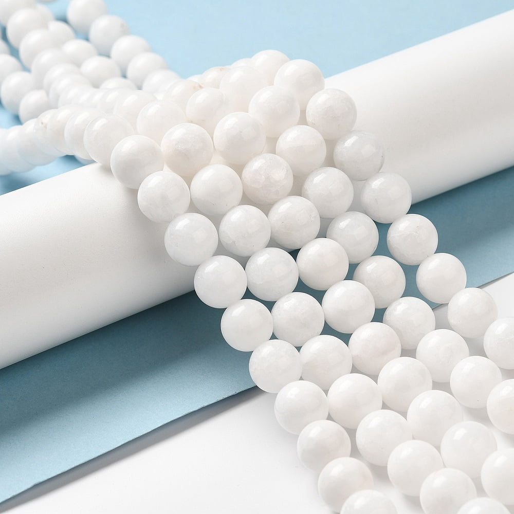 1Strand Natural Malaysia Jade Beads Strands Dyed & Heated Round White ...