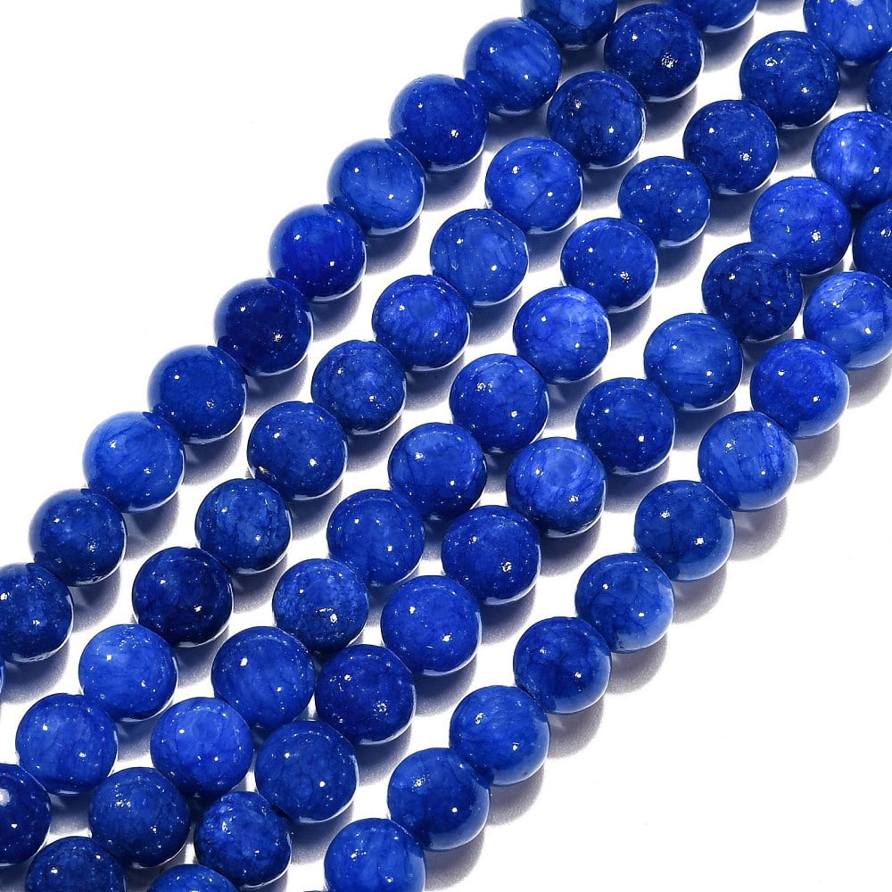 1Strand Natural Mashan Jade Round Beads Strands Dyed Blue 6mm Hole: 1mm ...