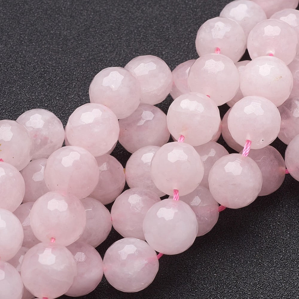 1Strand Natural Rose Quartz Beads Strands Faceted Round Pink 12mm Hole ...