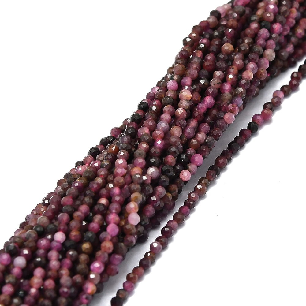 1Strand Natural Ruby Beads Strands Faceted Round 2mm Hole: 0.5mm 215pcs ...