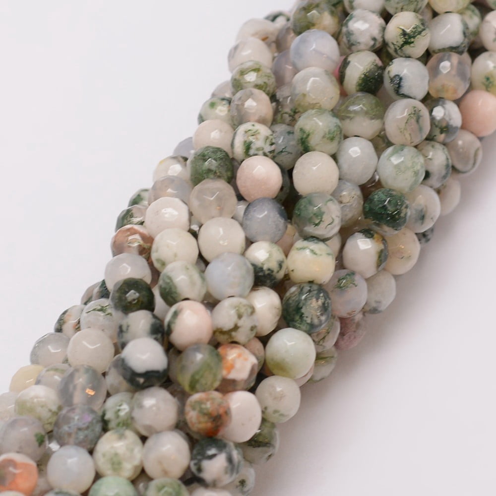 1Strand Natural Tree Agate Bead Strands Dyed Faceted Round 6mm Hole ...