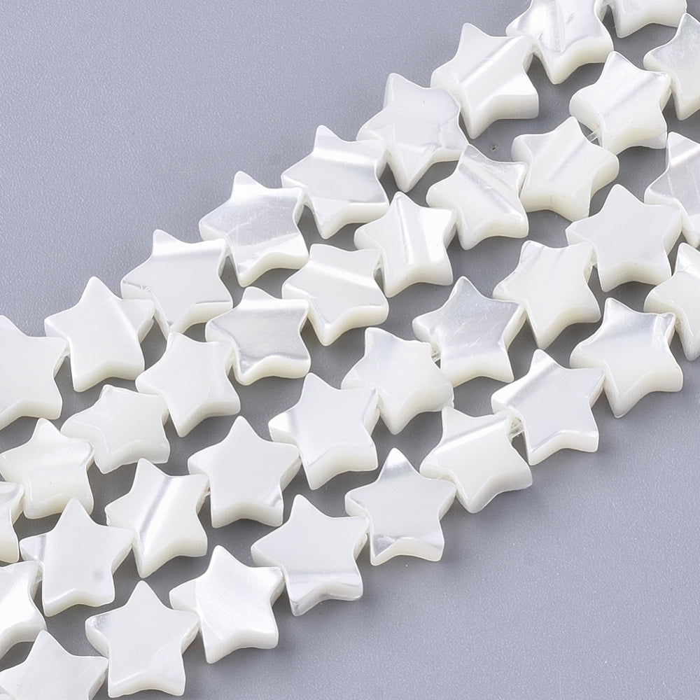 1Strand Natural Trochid Shell/Trochus Shell Beads Strands Star Creamy ...