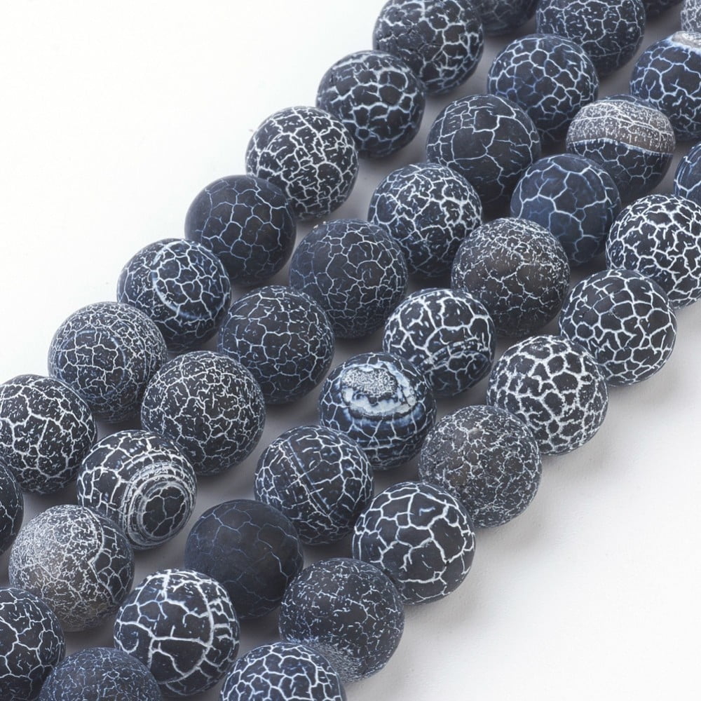1Strand Natural Weathered Agate/Crackle Agate Beads Strands Round Grade ...
