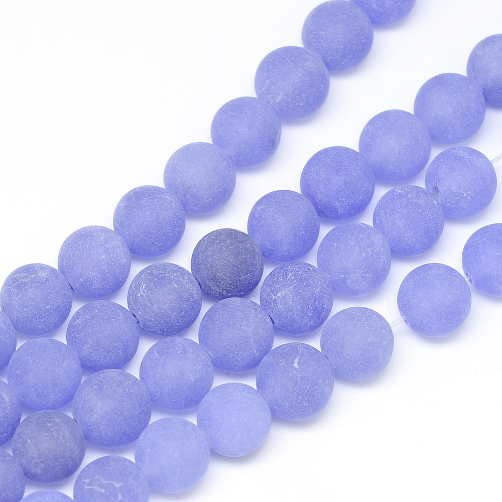 1Strand Natural White Jade Bead Strands Dyed Frosted Round Medium Slate ...