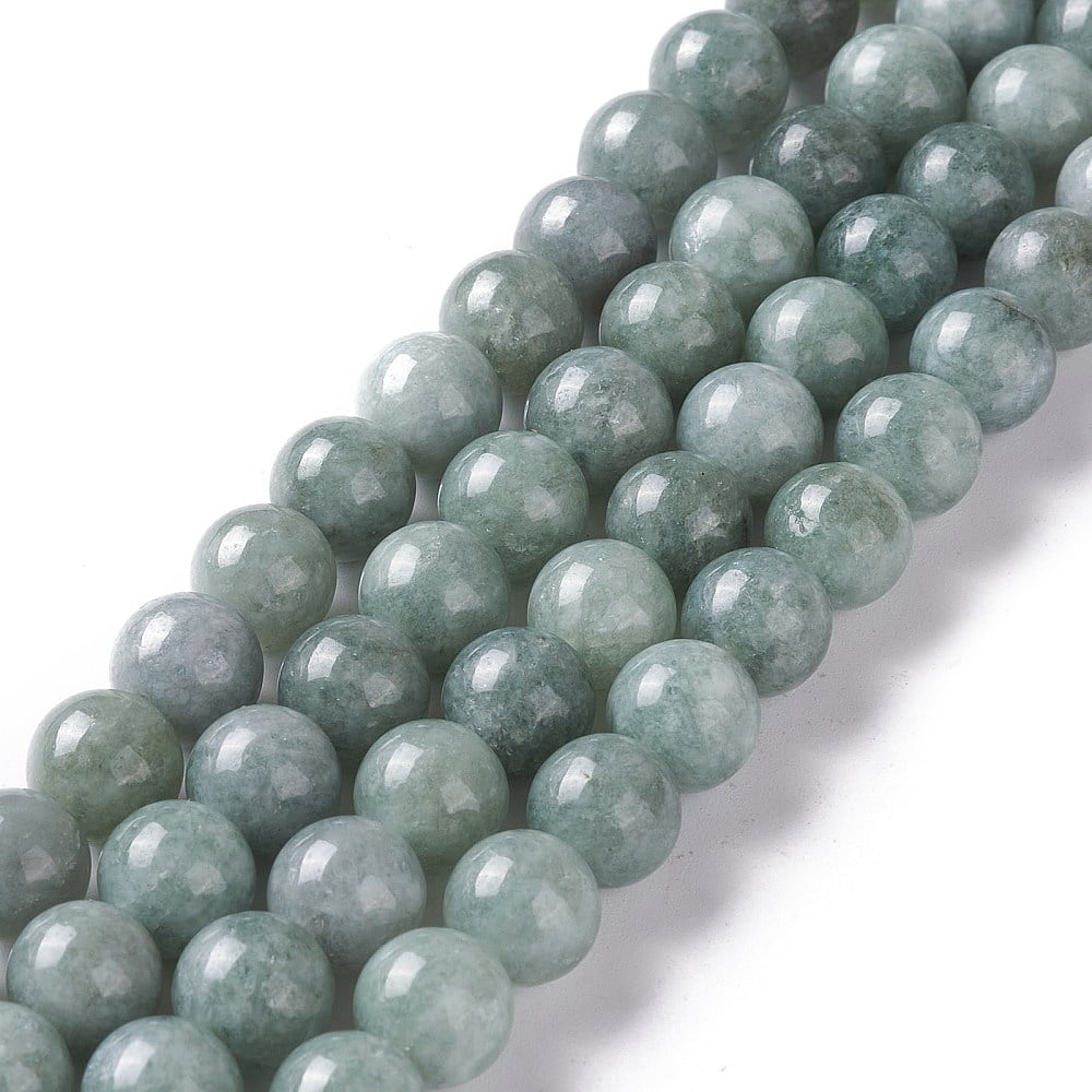 1Strand Natural White Jade Imitation Burmese Jade Beads Strands Round ...