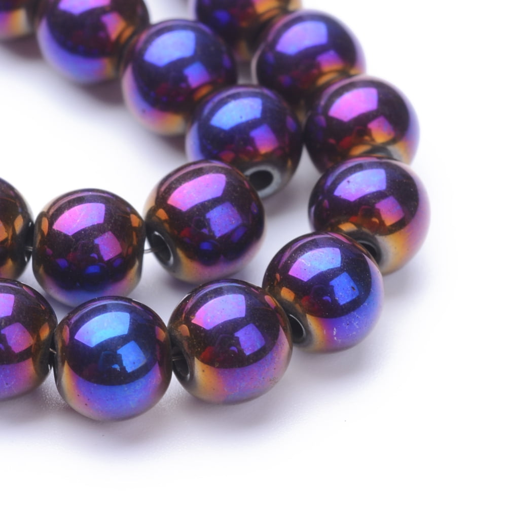 1Strand Non-magnetic Synthetic Hematite Beads Strands Grade A Round ...