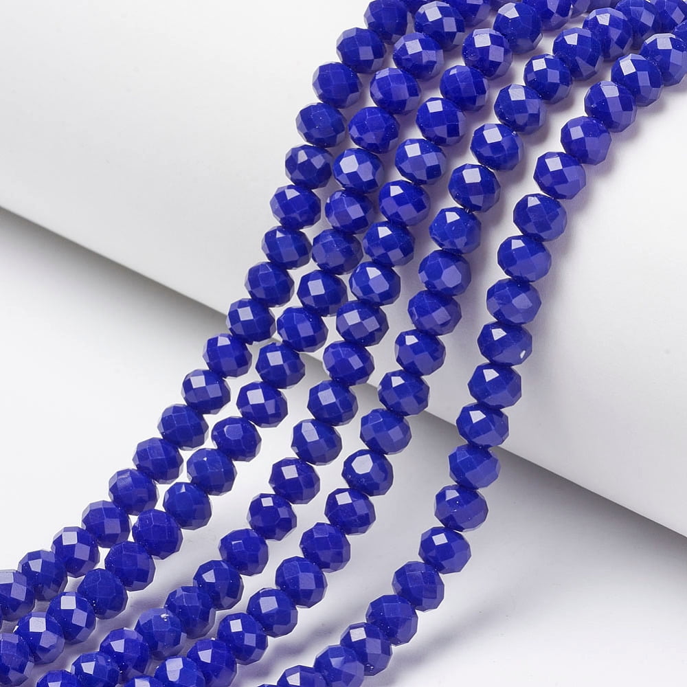 1Strand Opaque Solid Color Glass Beads Strands Faceted Rondelle Blue ...