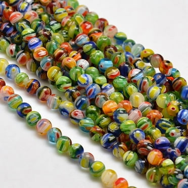 100pcs Crackle Lampwork Glass Beads 10 Color Handcrafted Round Beads ...