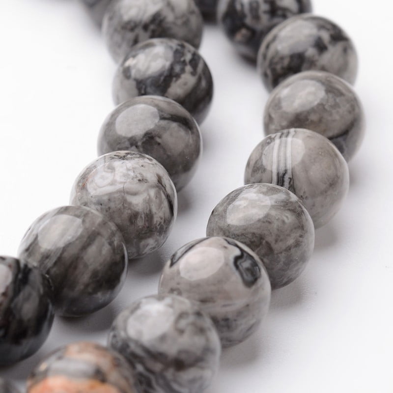 1Strand Round Natural Map Stone/Picasso Stone/Picasso Jasper Bead ...