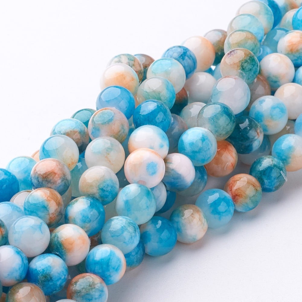 1Strand Sky Blue Natural Persian Jade Beads Strands Dyed Round Light ...