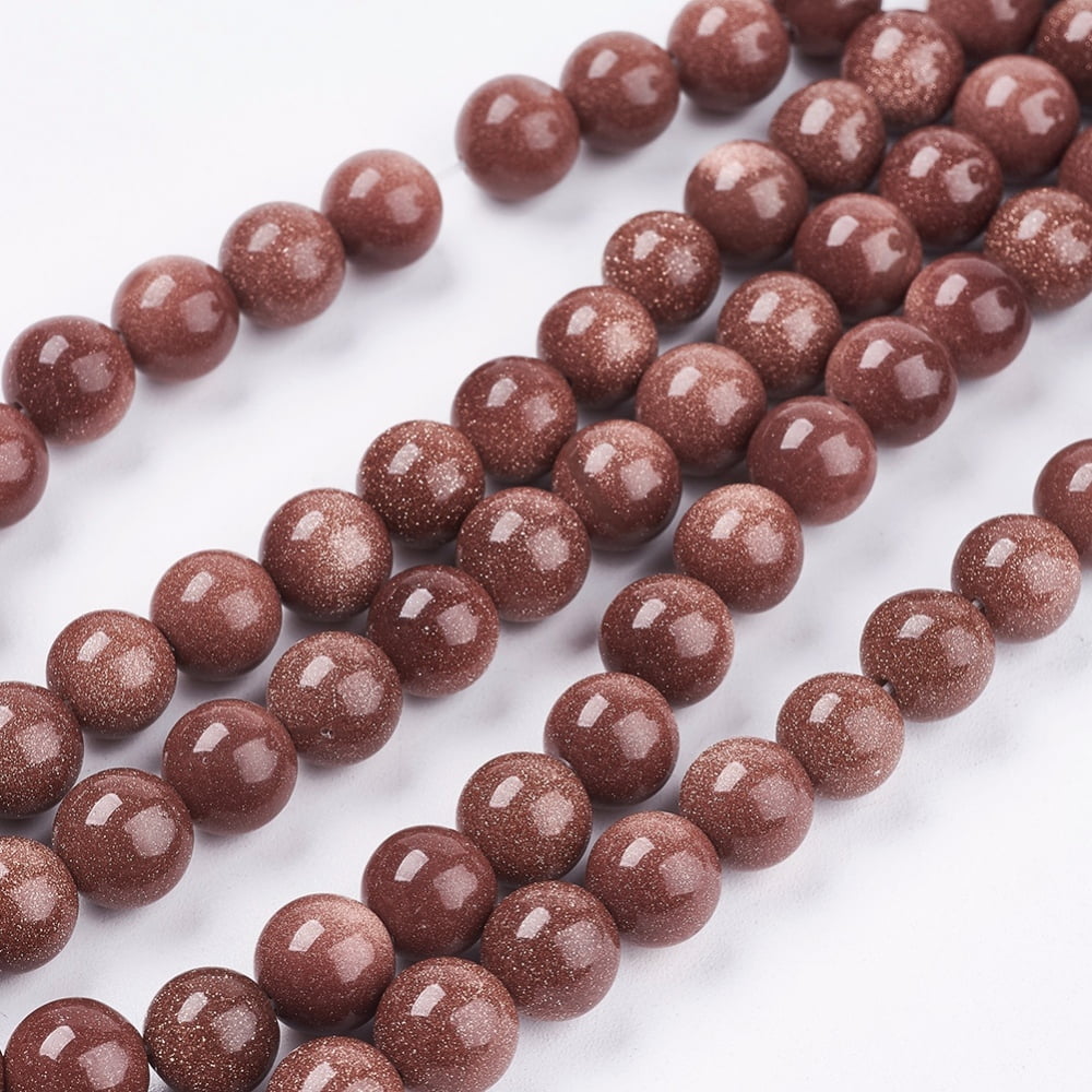 1Strand Synthetic Goldstone Bead Strands Round 8mm Hole: 1mm 48pcs ...