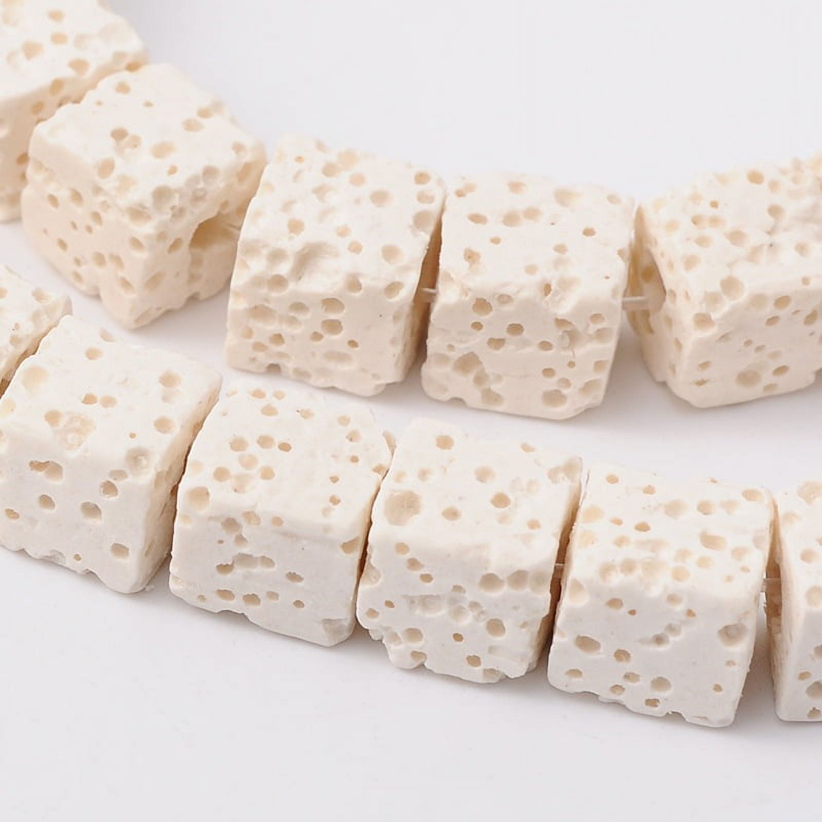 1Strand Synthetic Lava Rock Bead Strands Cube Dyed White 8x8x8mm Hole ...