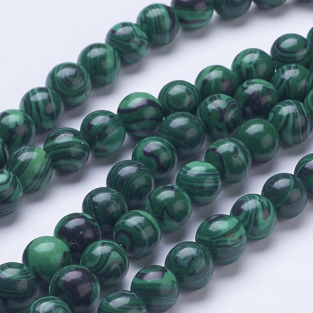 1Strand Synthetic Malachite Beads Strands Round 8mm Hole: 1mm 51pcs ...