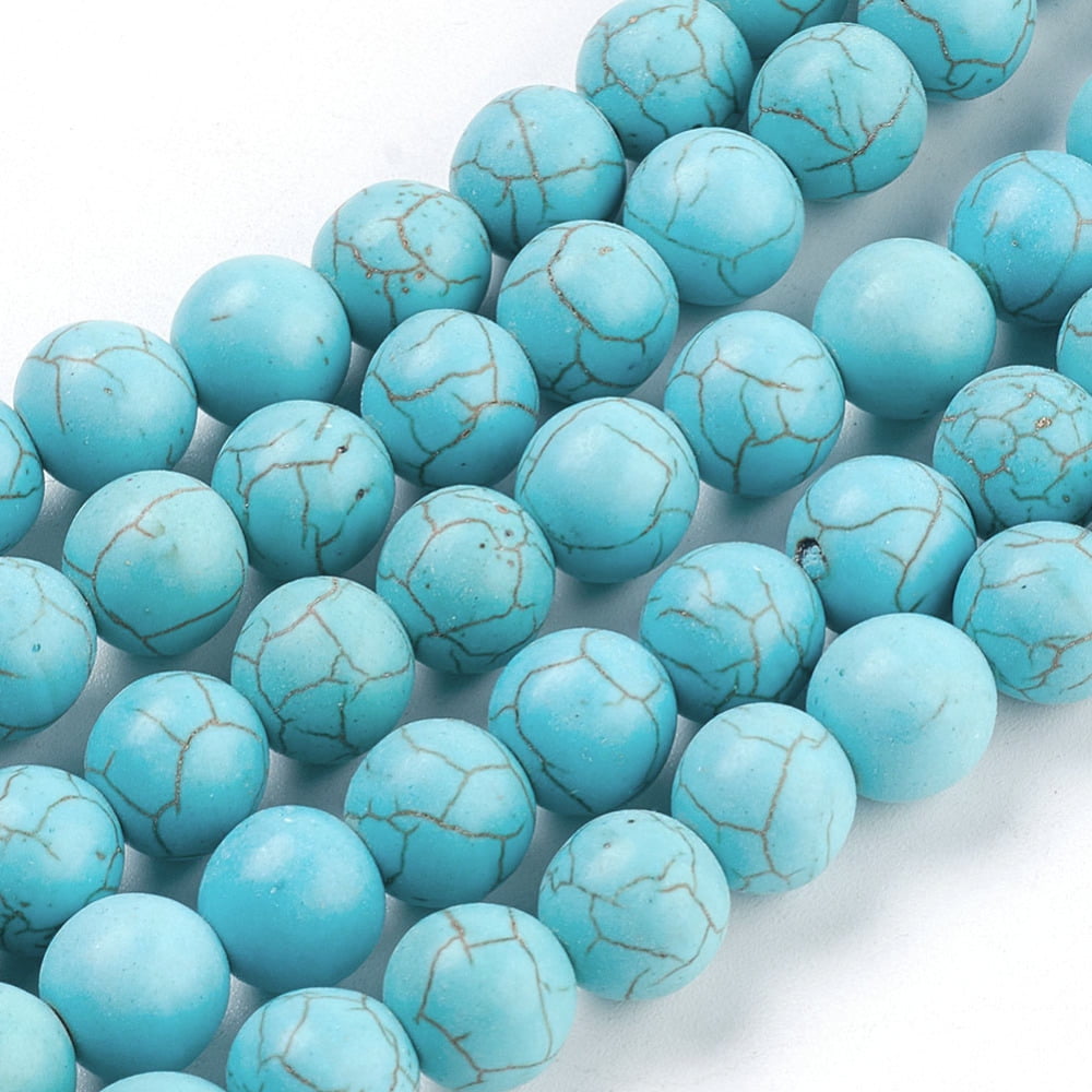 1Strand Synthetic Turquoise Beads Strands Round Turquoise 10mm Hole: 1 ...