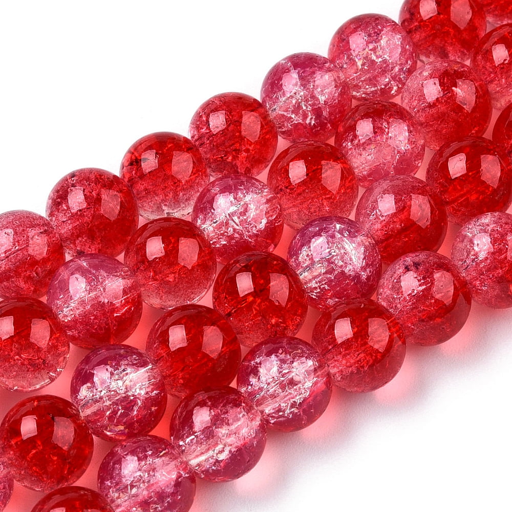 1Strand Transparent Crackle Baking Painted Glass Beads Strands ...