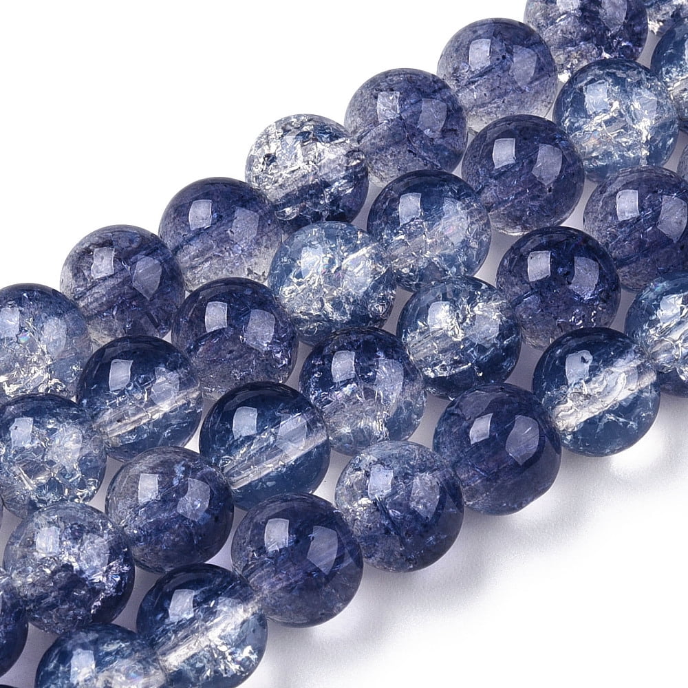 1Strand Transparent Crackle Baking Painted Glass Beads Strands ...
