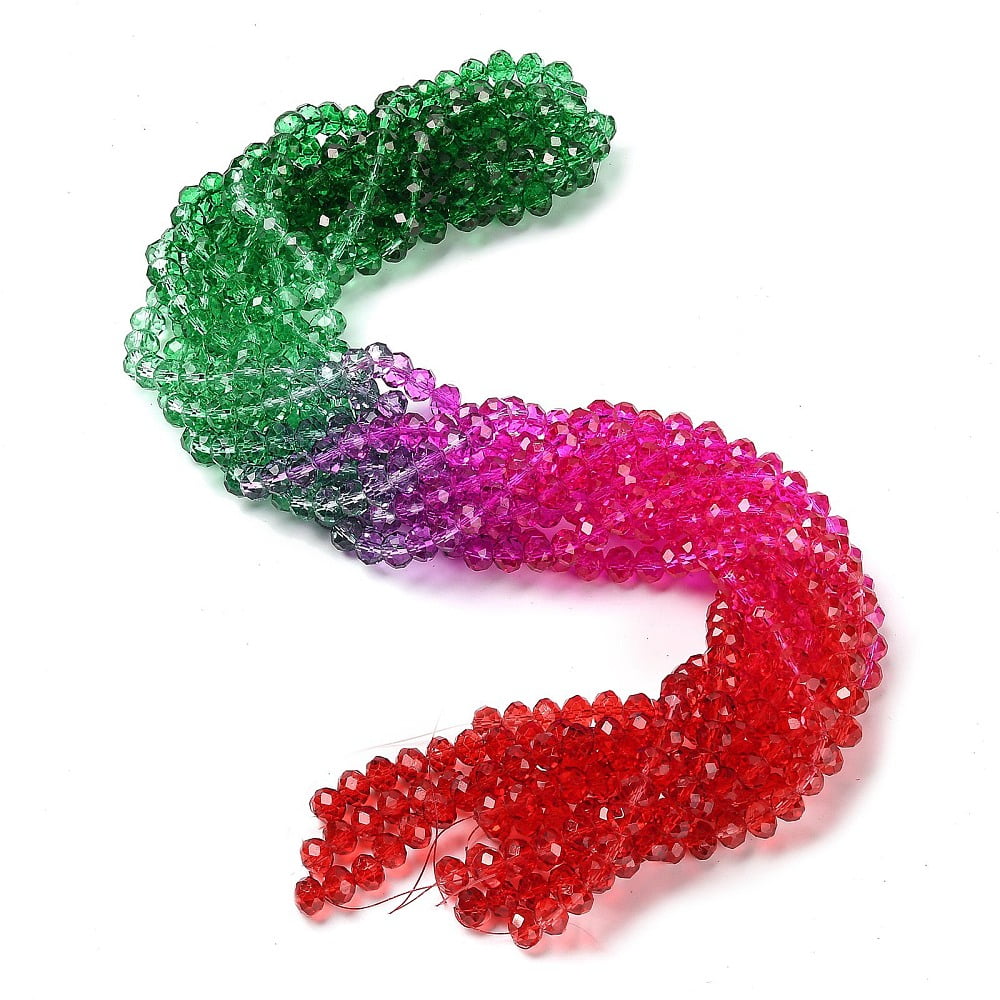1Strand Transparent Painted Glass Beads Strands Faceted Rondelle ...