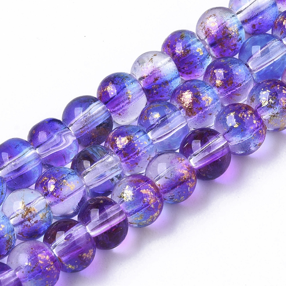 1Strand Transparent Spray Painted Glass Bead Strands with Golden Foil ...