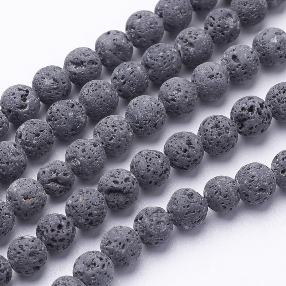 1Strand Unwaxed Natural Lava Rock Bead Strands Round 6mm Hole: 1mm ...