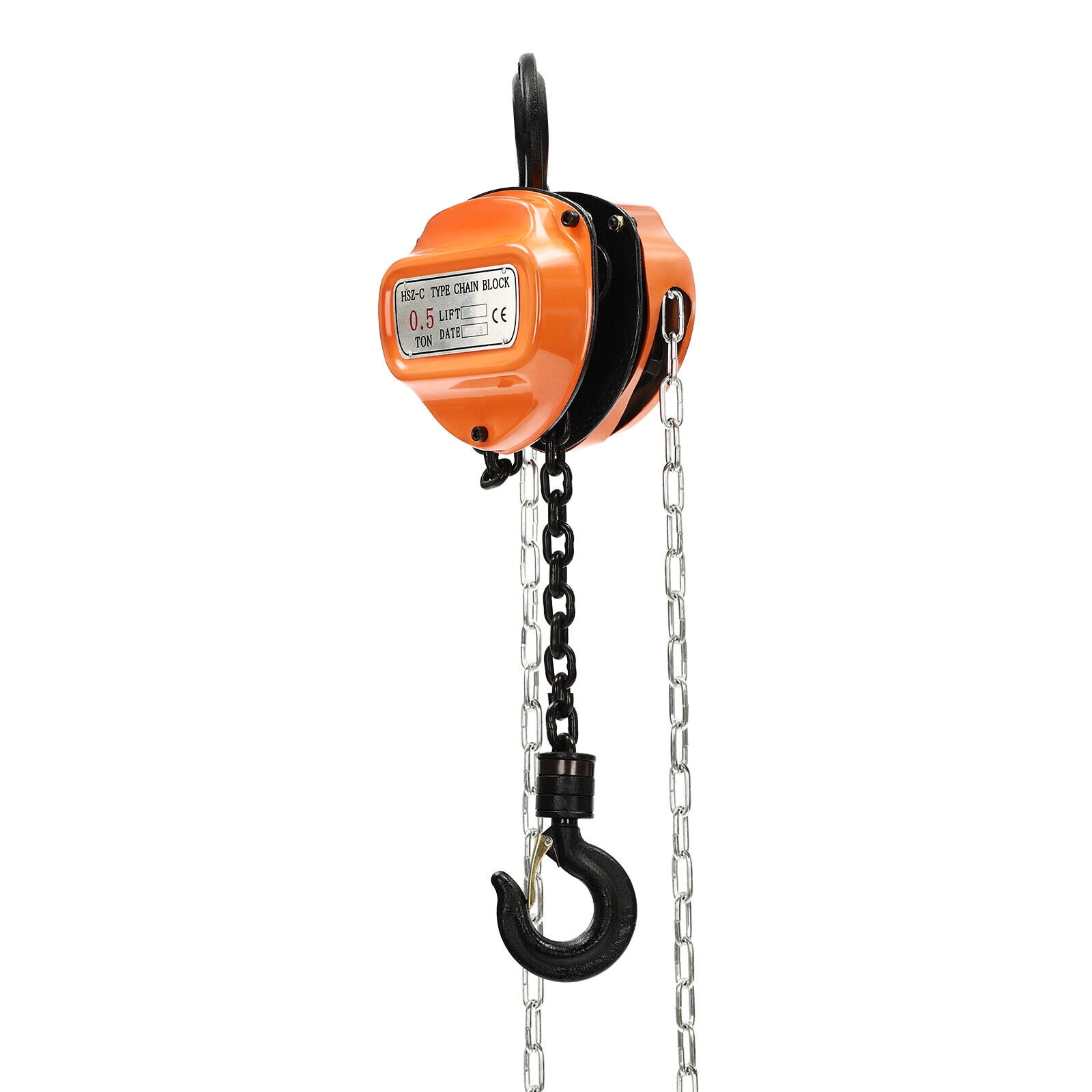 1T/2204.62 lbs Manual Hand Chain Block Hoist with 360° Rotatable Hooks ...