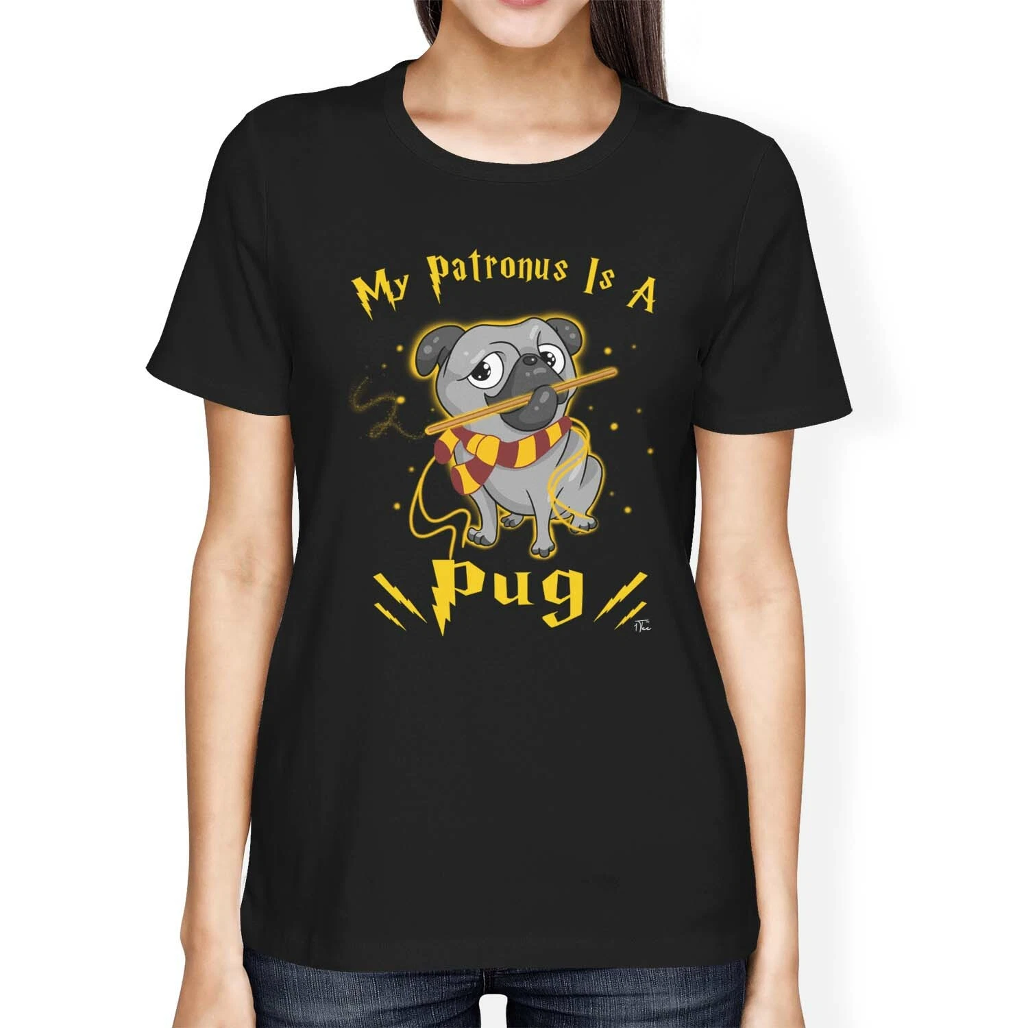 1Tee Womens Loose Fit My Patronus Is A Pug Dog T-Shirt - Walmart.com