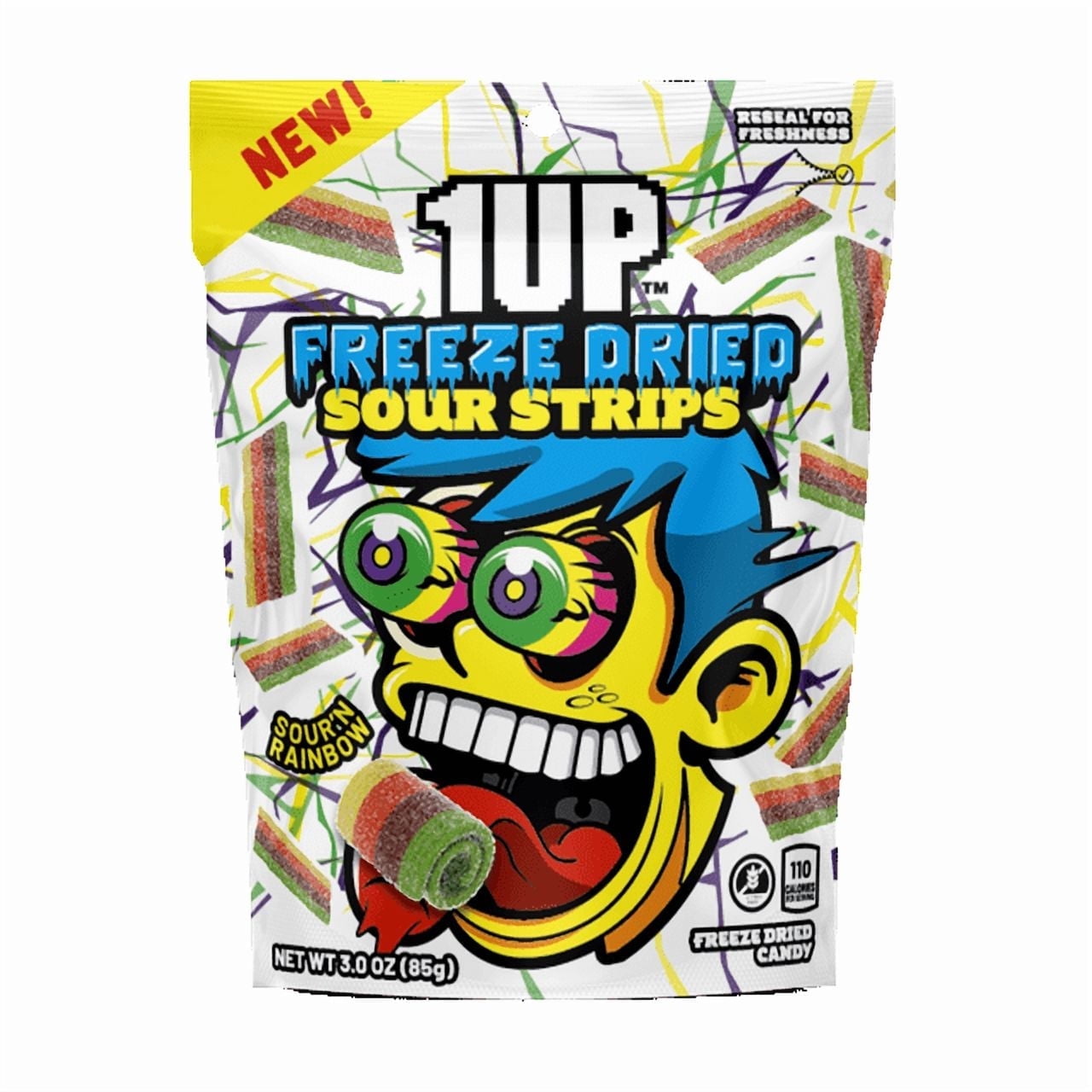 1UP Candy Freeze Dried Rainbow Sour Strips 3.0 oz Resealable Bag - 2 pack - Walmart.com