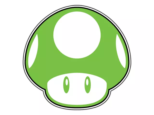 1Up Mushroom Power Up 2D Waterproof Sticker Phone Decal Water Bottle ...
