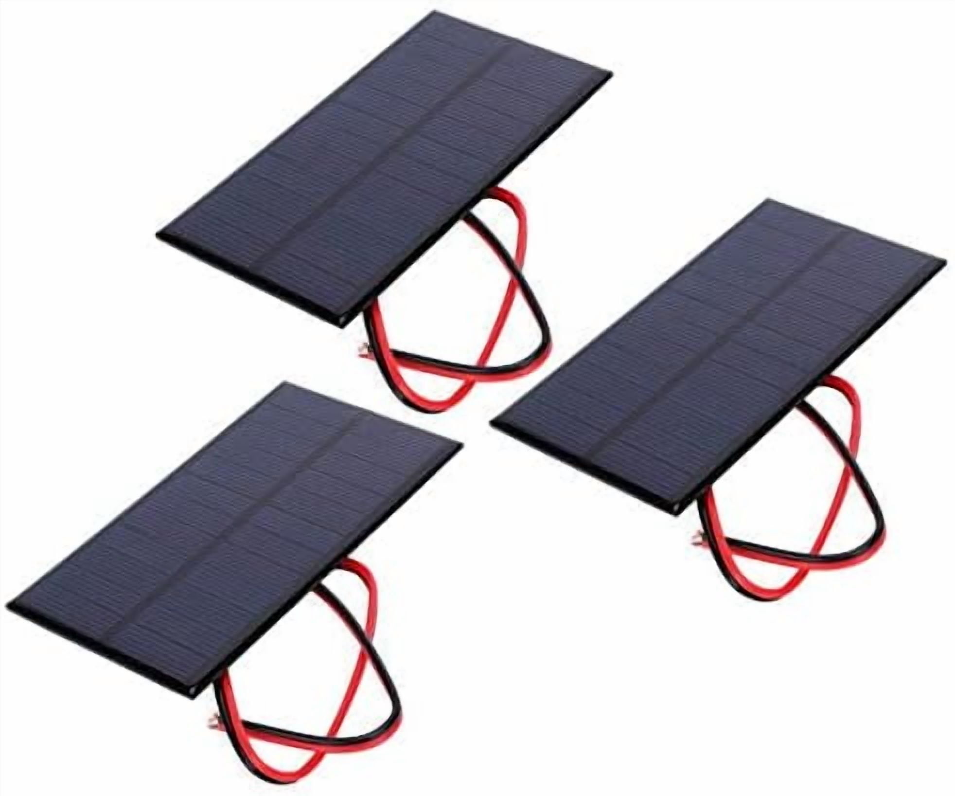1W 6V Mini Solar Panel, 3PCS Polysilicon Cell Charger Module with 30cm ...