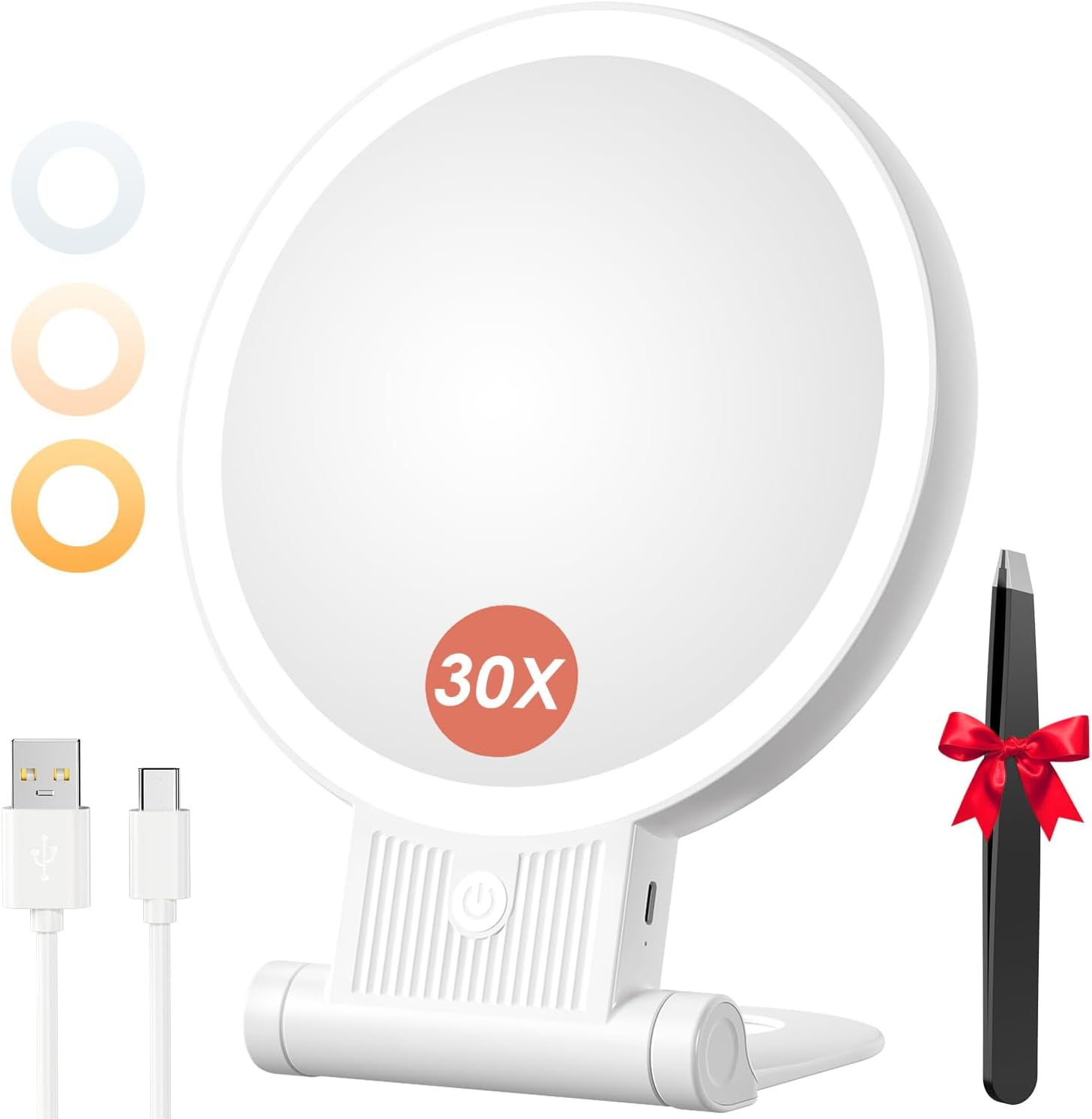 1X/ 30X Magnifying Mirror with Light, Double Sided Makeup Mirror with ...
