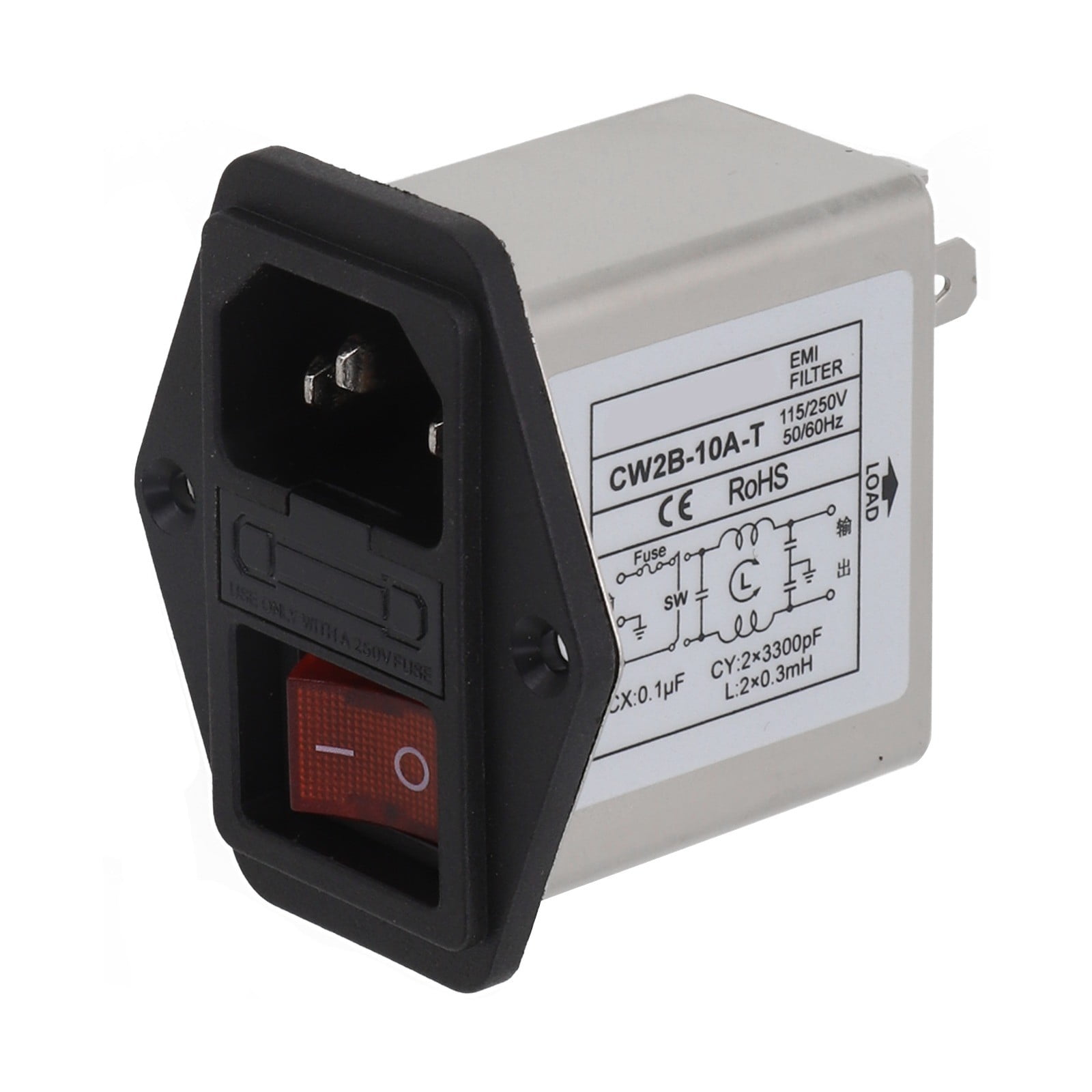 1X 3A 6A 10A Cw2B-T Cw2C-T Iec Socket Type Power Filter With Light Safety Switch - Walmart.com