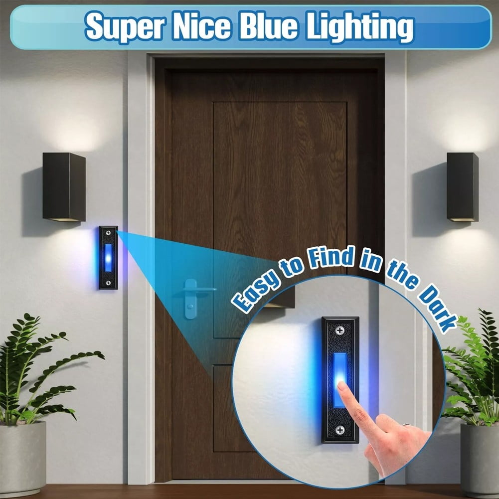 1X Abs Doorbell Button Door Bell Push Buttons Lighted Wall Mounted Home ...