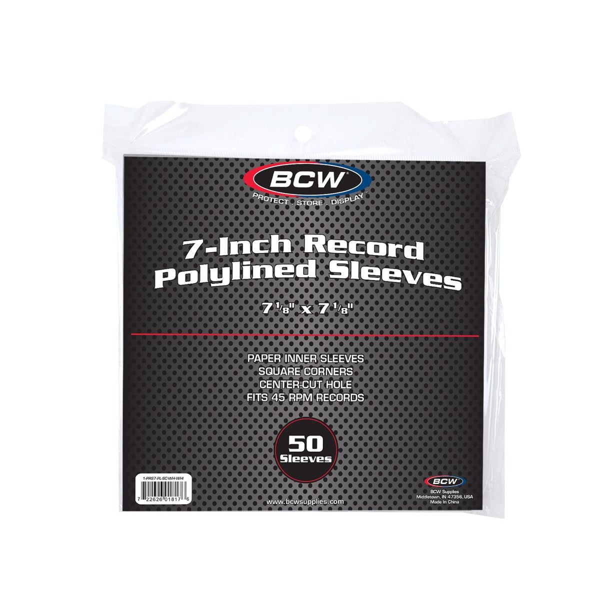 1X BCW 7 Inch Record Paper Inner Sleeves - Polylined - With Hole ...