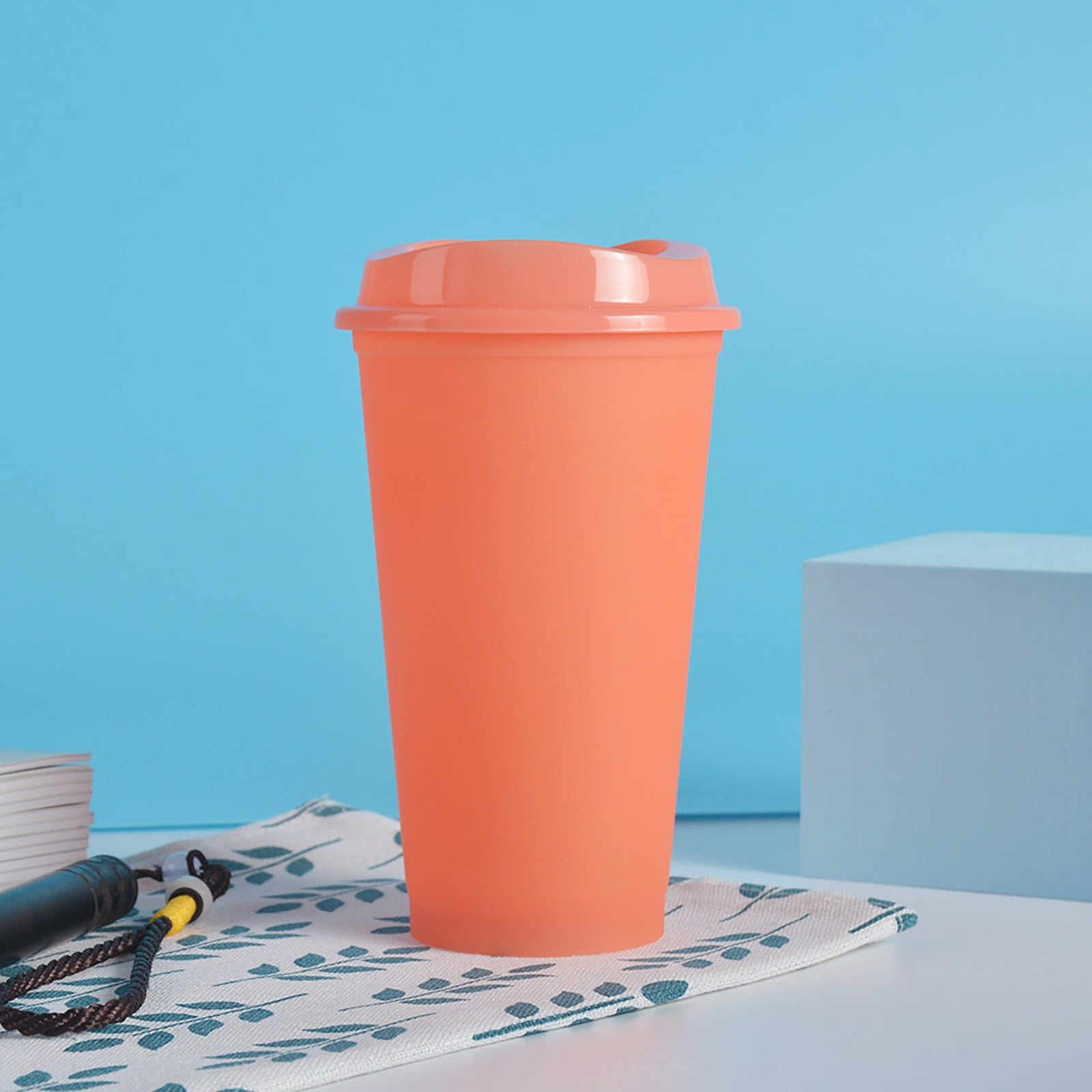 1X Cup 401Ml Reusable Plastic Tumblers with Lids Large Color Changing ...