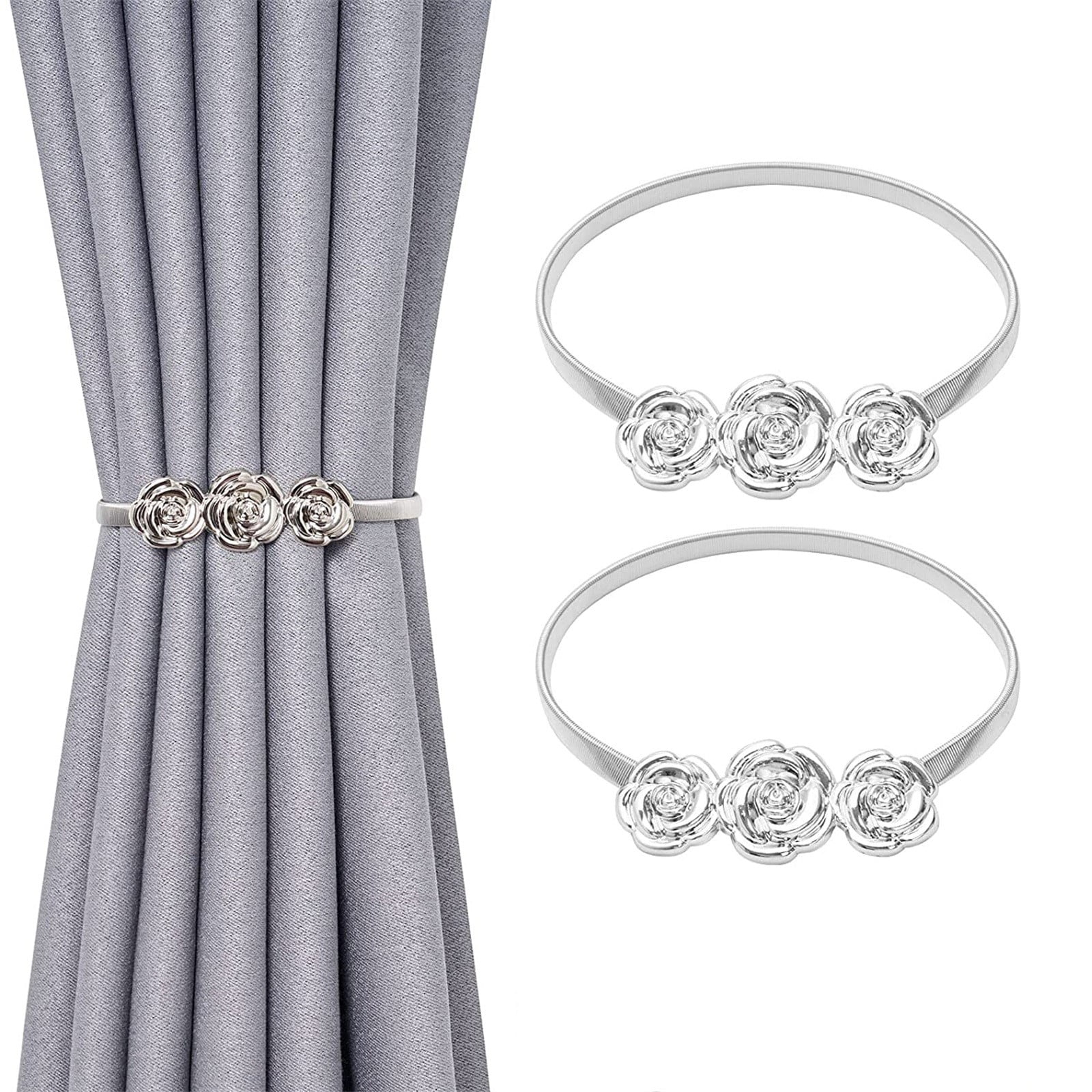 1X Curtain Buckle Elastic Spring Adjust Length Curtain Buckle Rose Type ...