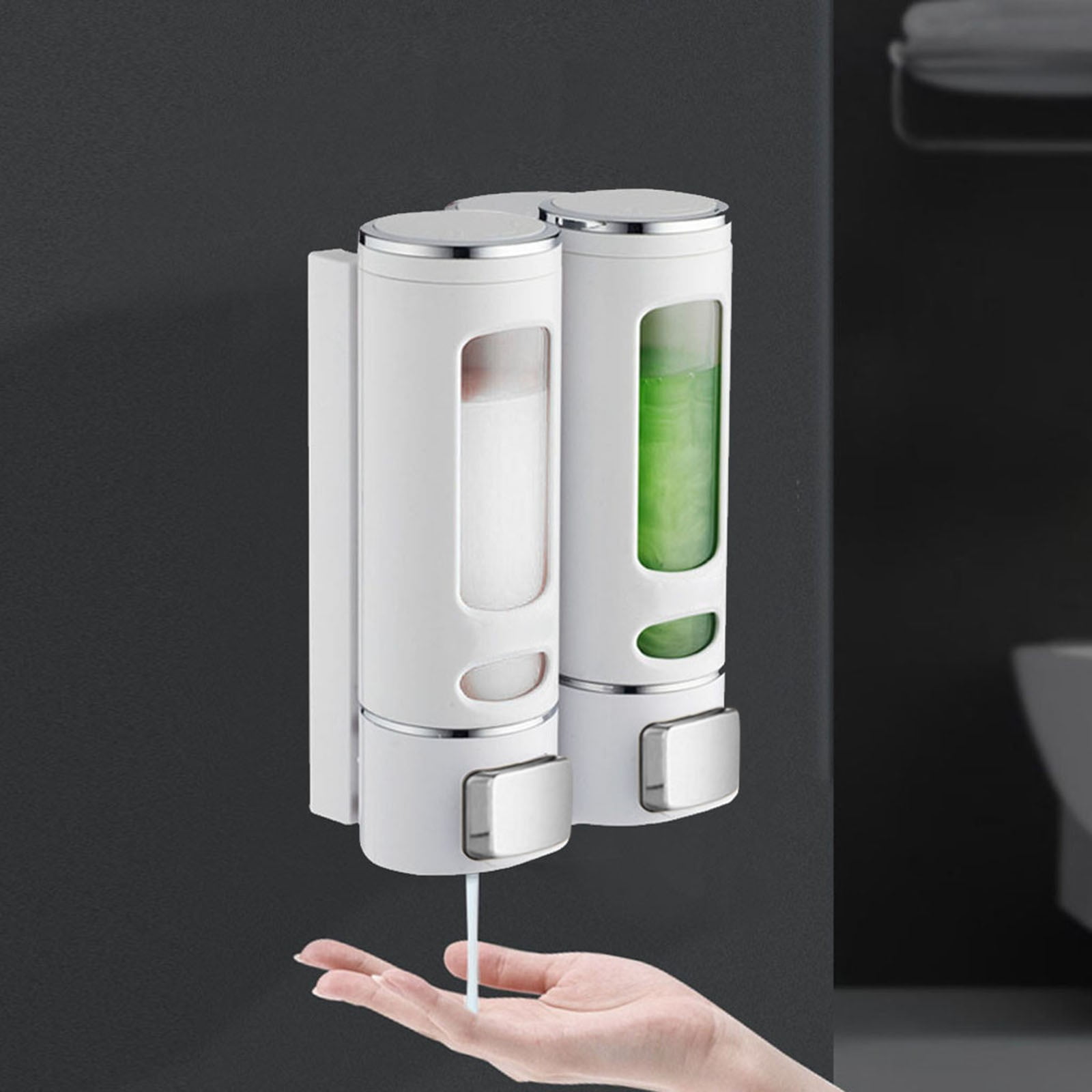 1X Double-Head Soap Dispenser 400Ml Dual Head Wall Mount Shower Bath ...