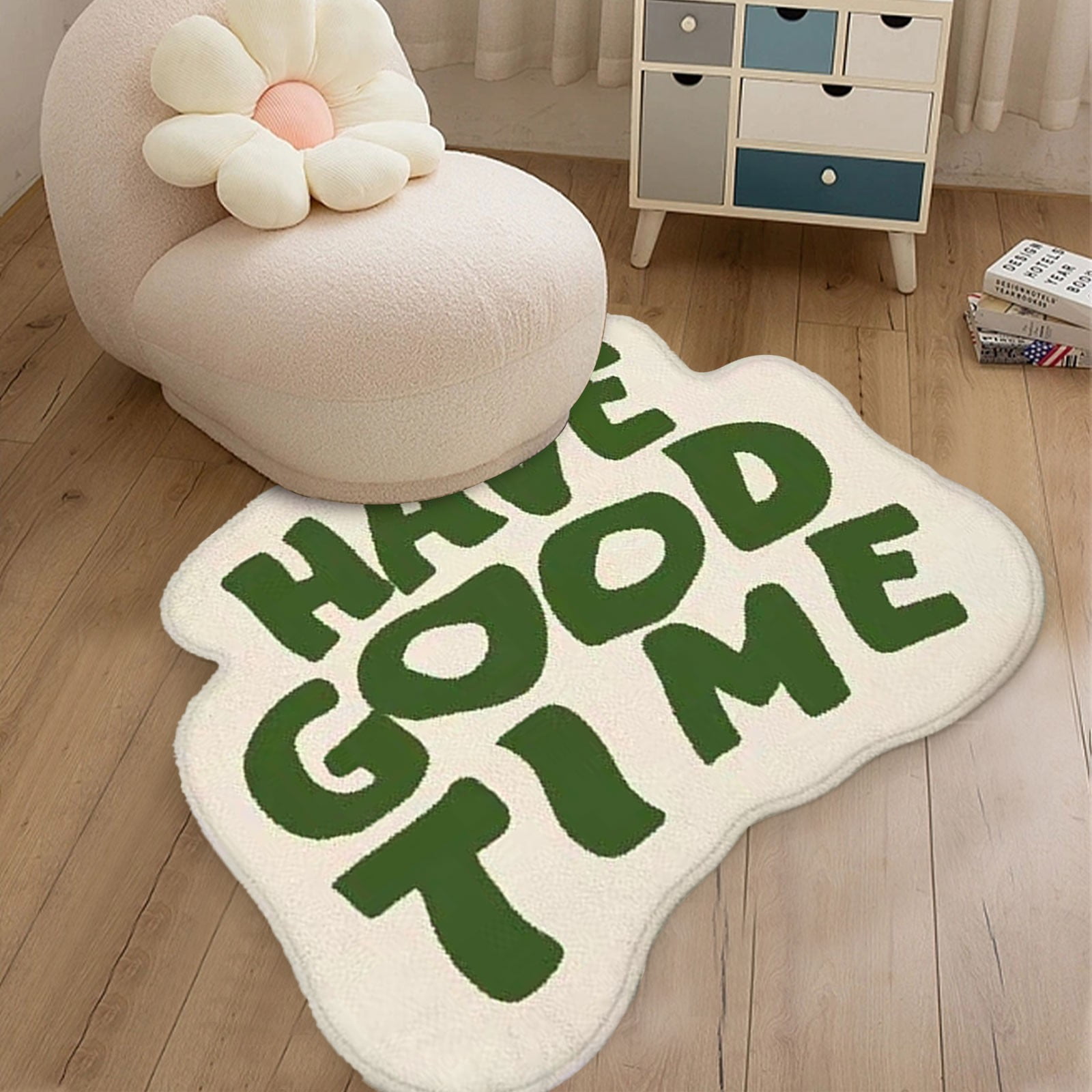 1X Floor Mat Imitation Letter Contrast Shaped Bedroom Bedside Blanket ...