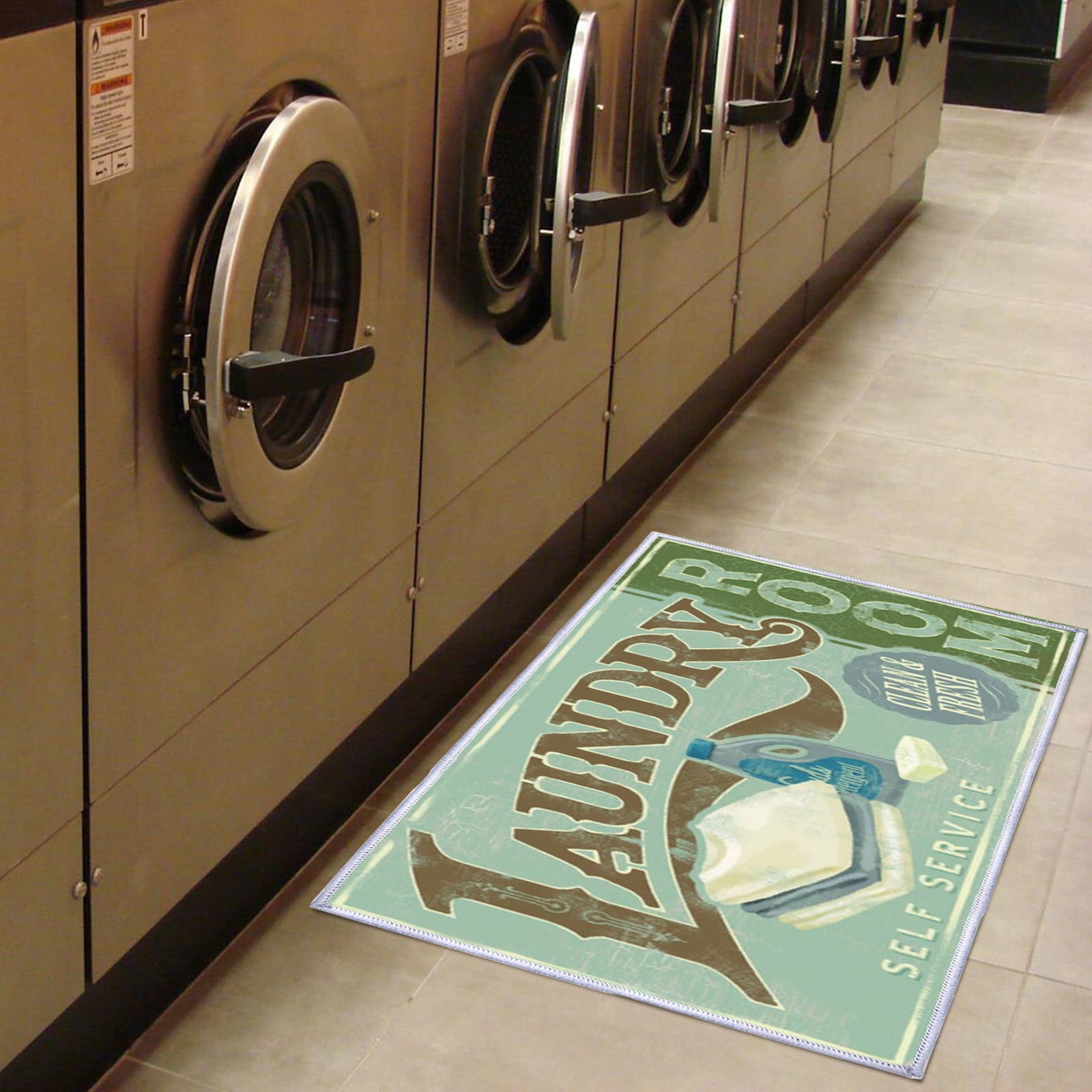 1X Floor Mat Laundry Room Carpet Anti-Slip Kitchen Floor Mats Bathroom ...