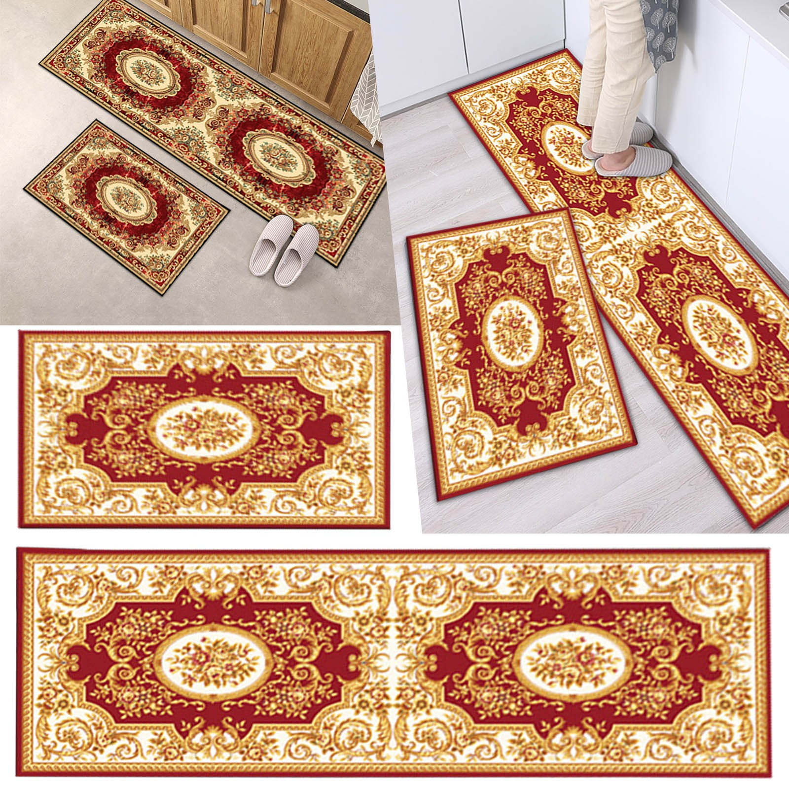 1X Floor Mat Machine Washable Crystal Velvet Floor Mats Non Slip ...