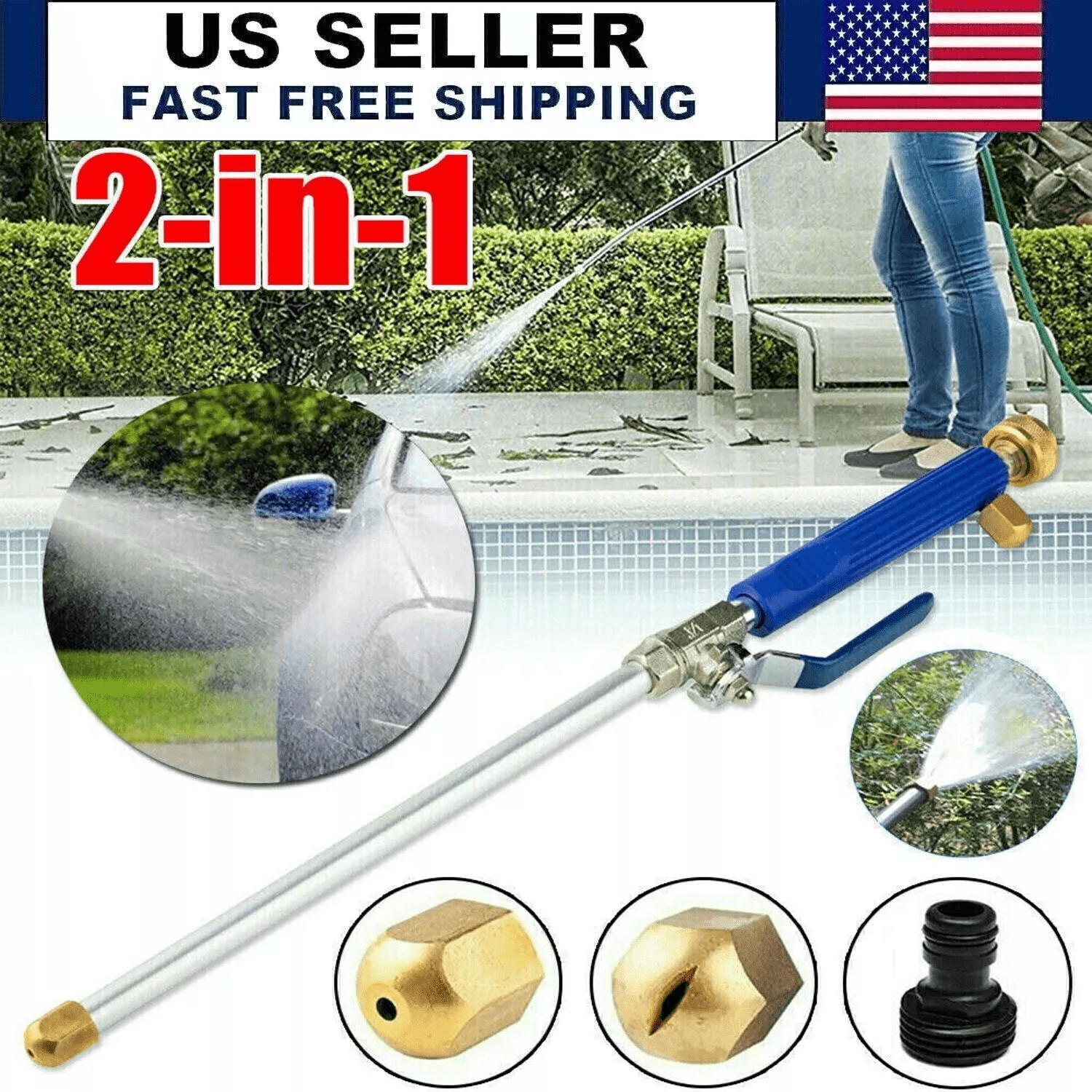 1X High Pressure Power Washer Water Spray Gun Nozzle Wand Attachment ...