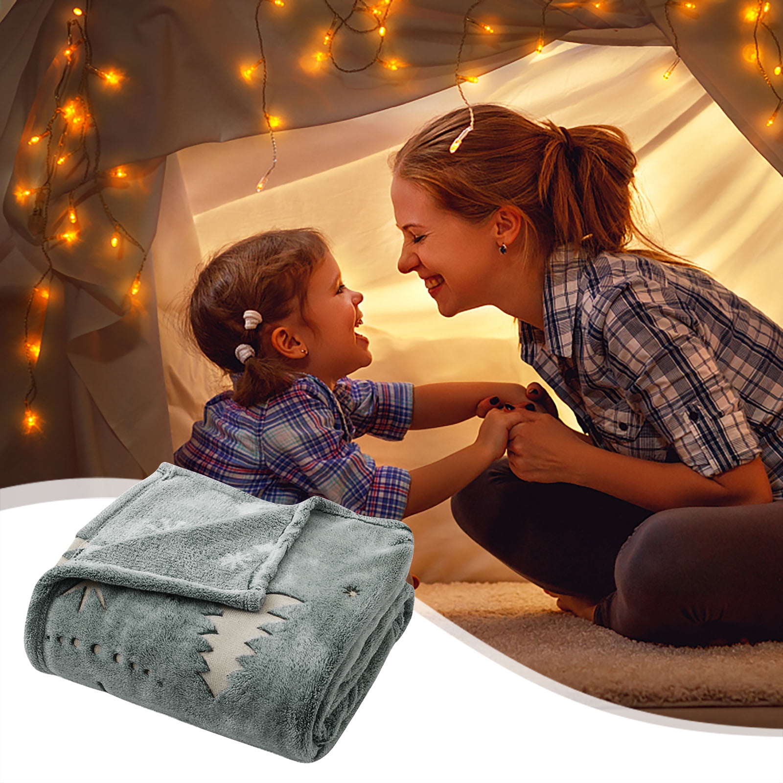 1X Luminous Blanket,Winter Glow In The Dark Warm Blanket Christmas Tree ...