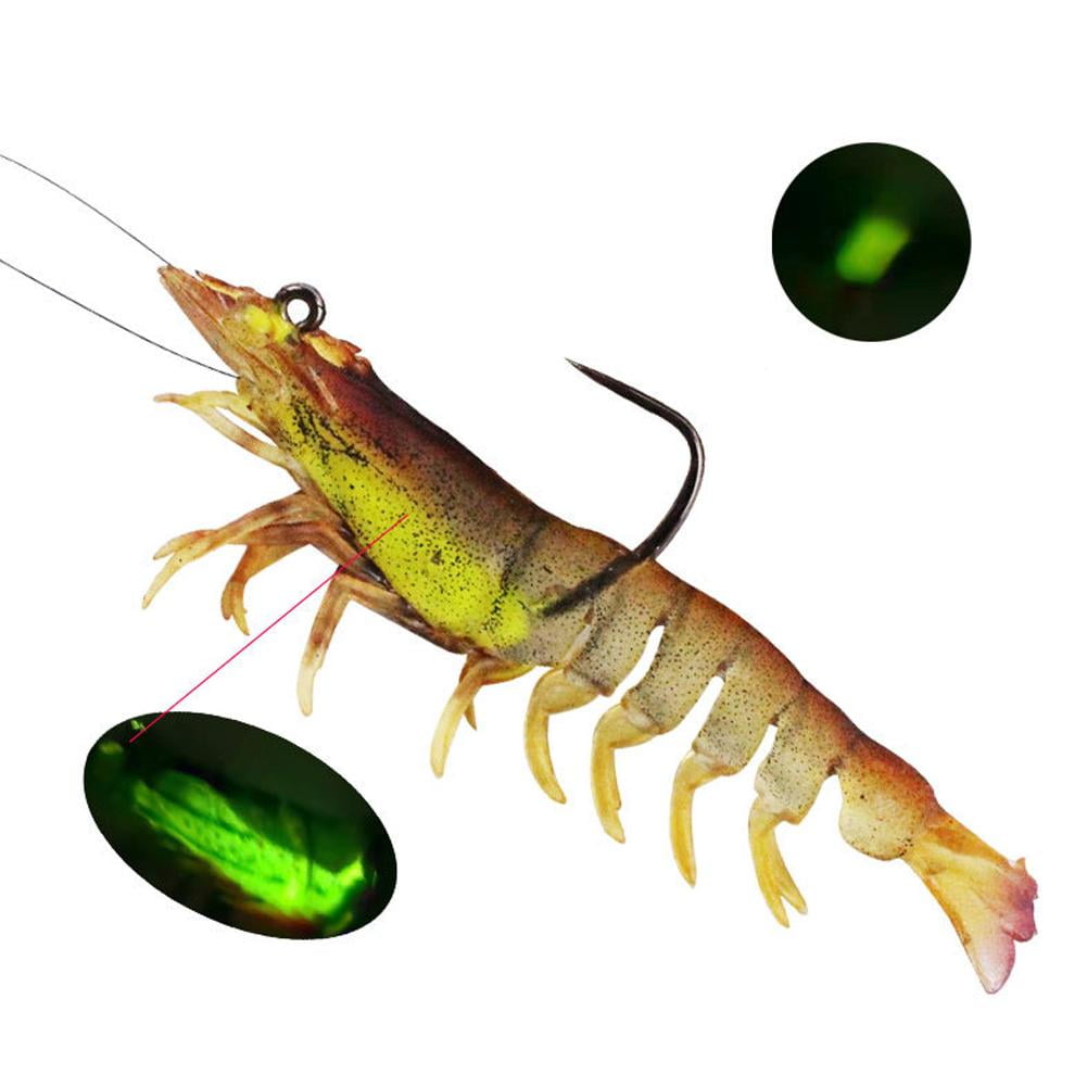 1X Luminous Fishing Lure Bait Artificial Shrimp Lures Hook Prawn Soft ...