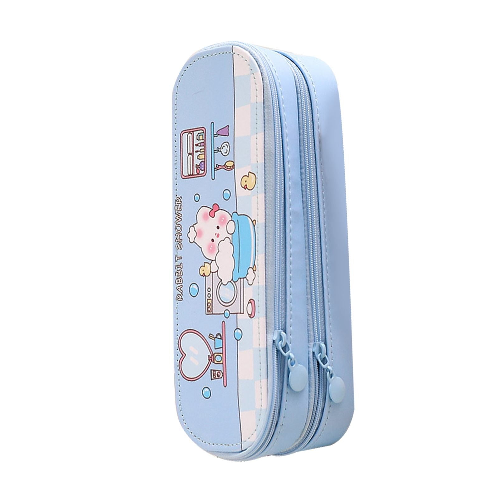 1X Pencil Case Cute Cartoon Pencil Pouch Double Layer Organizer Box ...