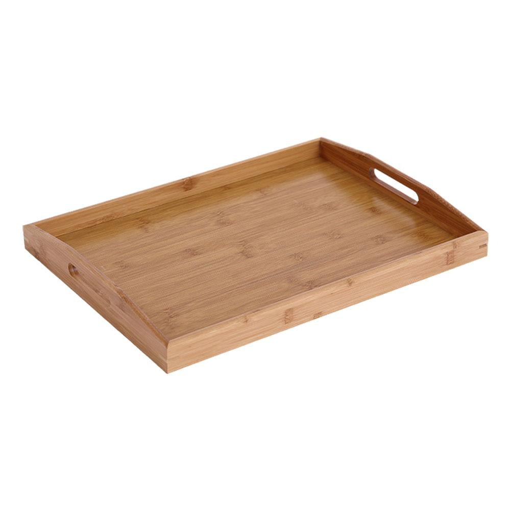 1X Rectangle Bamboo Butler Serving Tray with Handles For Eating Bed ...