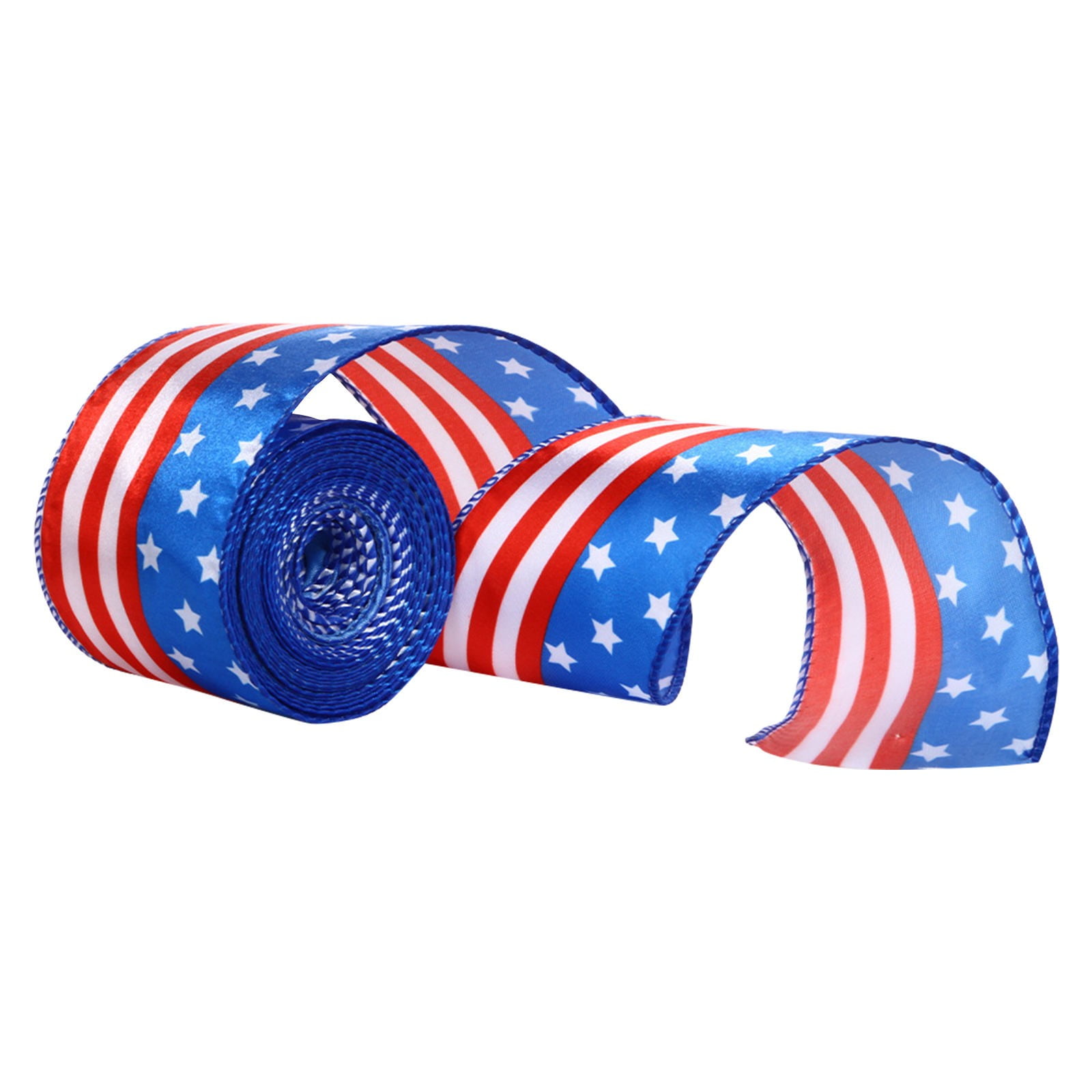 1X Ribbon Clearance! Patriotic Wired Ribbon Stars and Stripes Blue and ...