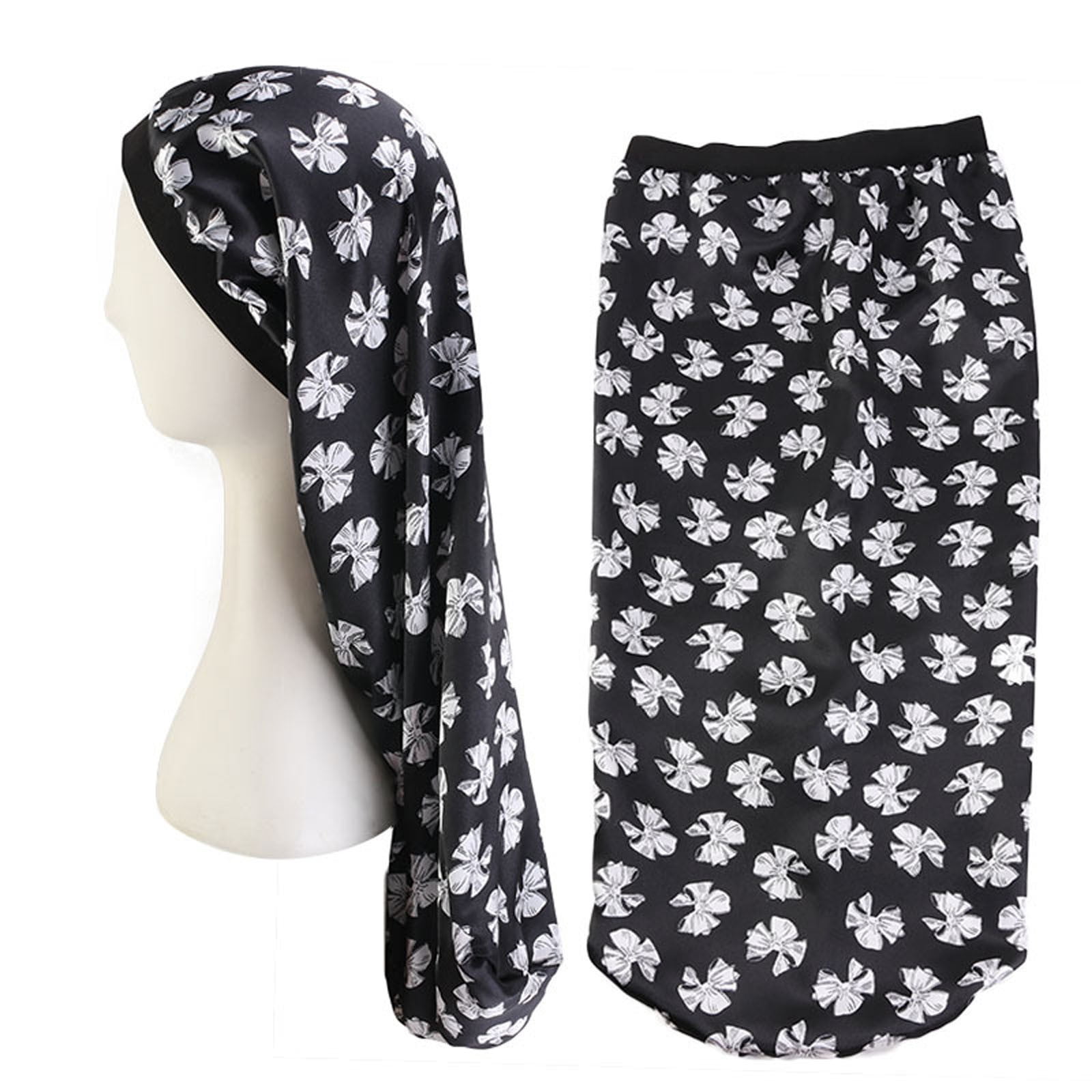 1X Shower Cap Hair Bonnets Soft Elastic Band Silky Sleeping Cap Big ...