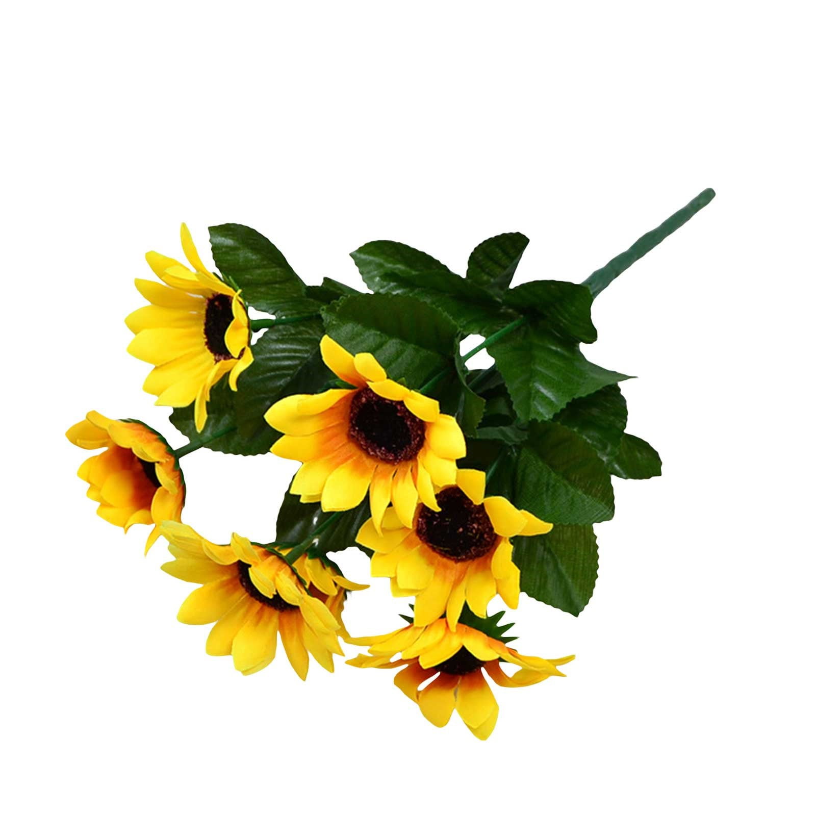 1X Small 7-Head Sunflower, Kaireo Artificial Flowers, Artificial ...